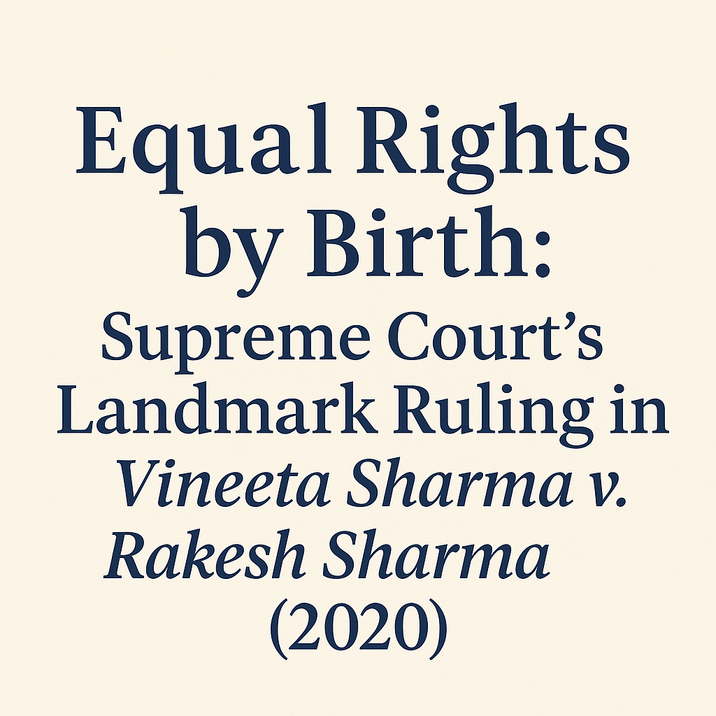 Vineeta Sharma v. Rakesh Sharma Equal Coparcenary Rights to Daughters